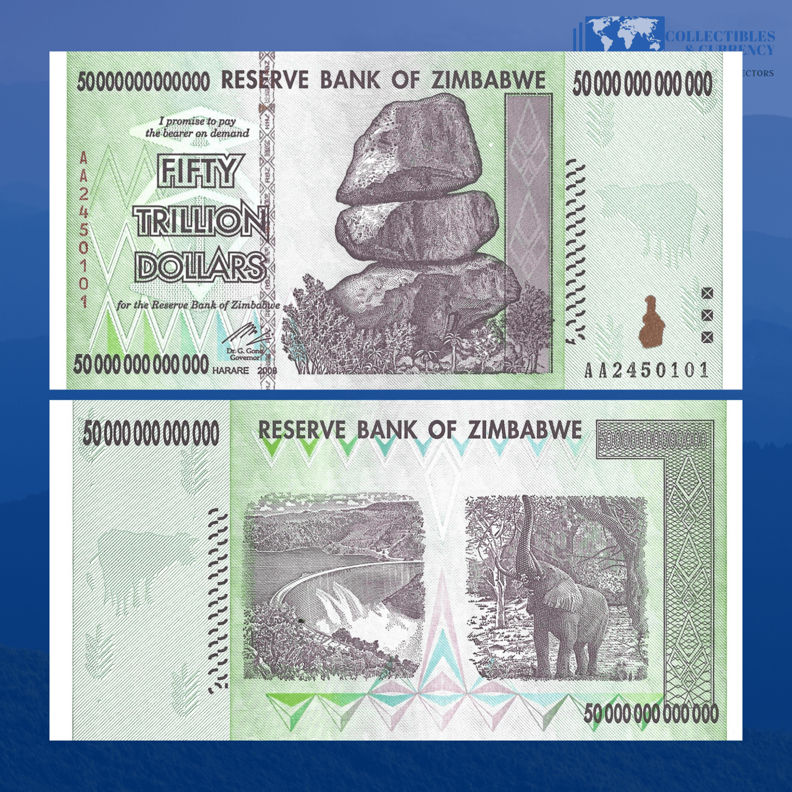 How Much Is A Zimbabwe 50 Trillion Dollar Bill - P90 Uncirculated ...
