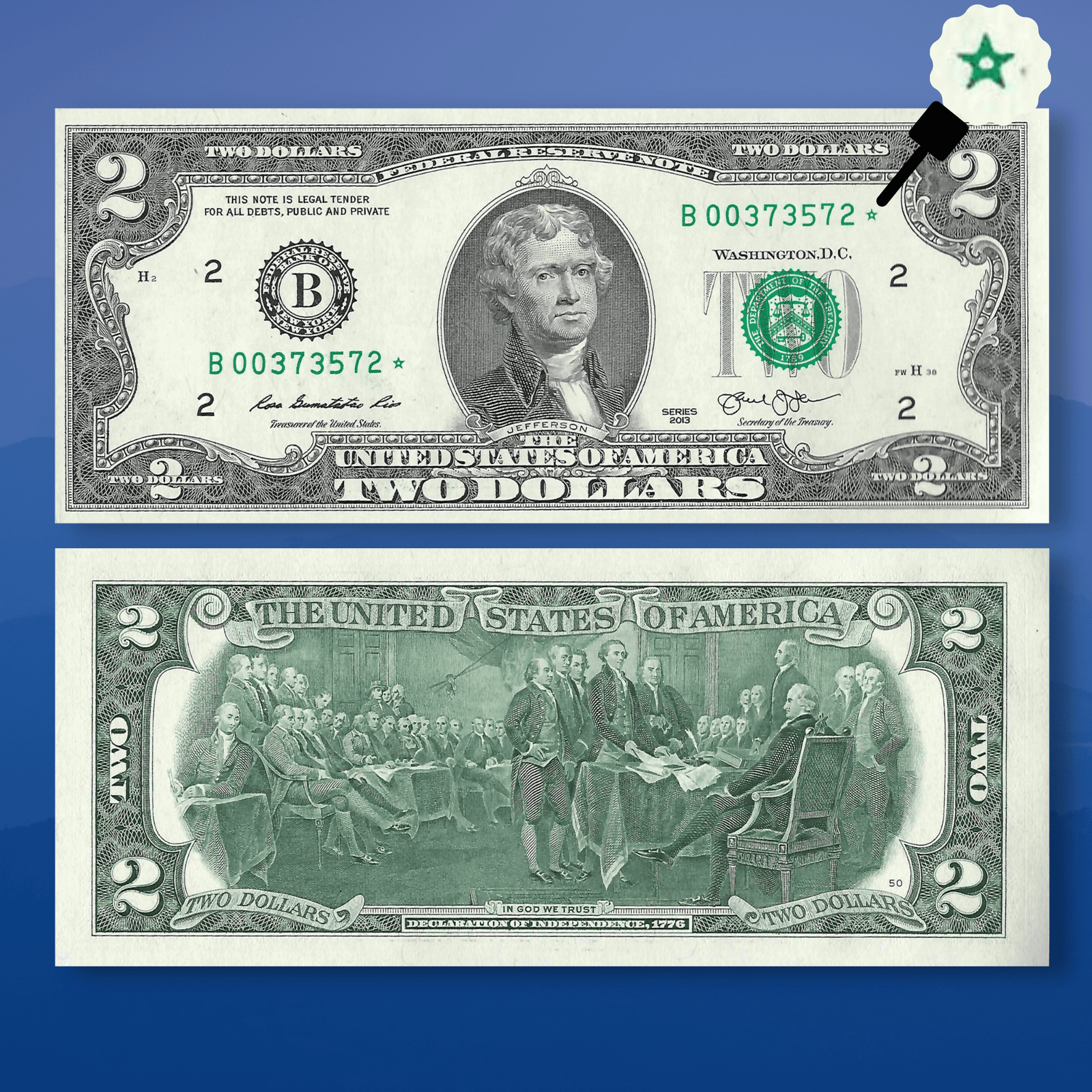 FRN 2013 $2 Star Notes Pack (100 Notes) | Two Dollar Bill Star Notes