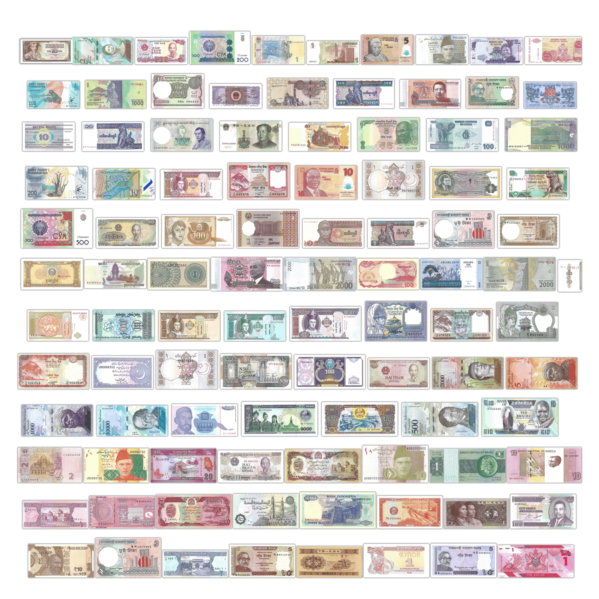 The C&C Premium Collection - Set of 100 Pcs Different Banknotes From 3